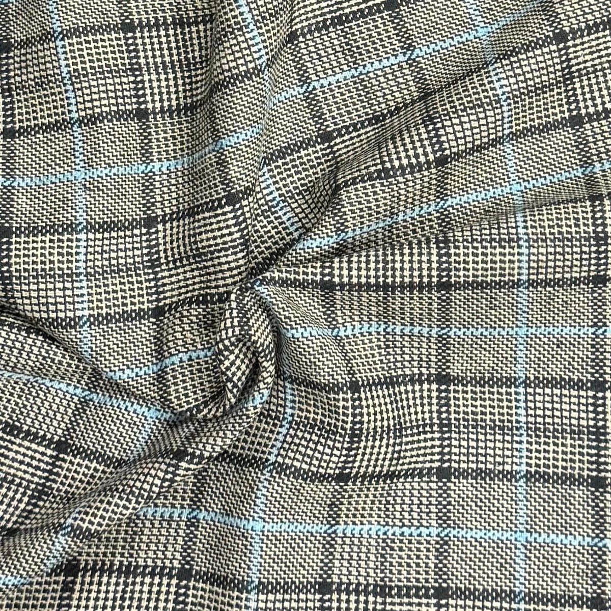 3 Metres Premium Wool Rich Fabric 55" Wide (Blue Lines) – Pound A Metre
