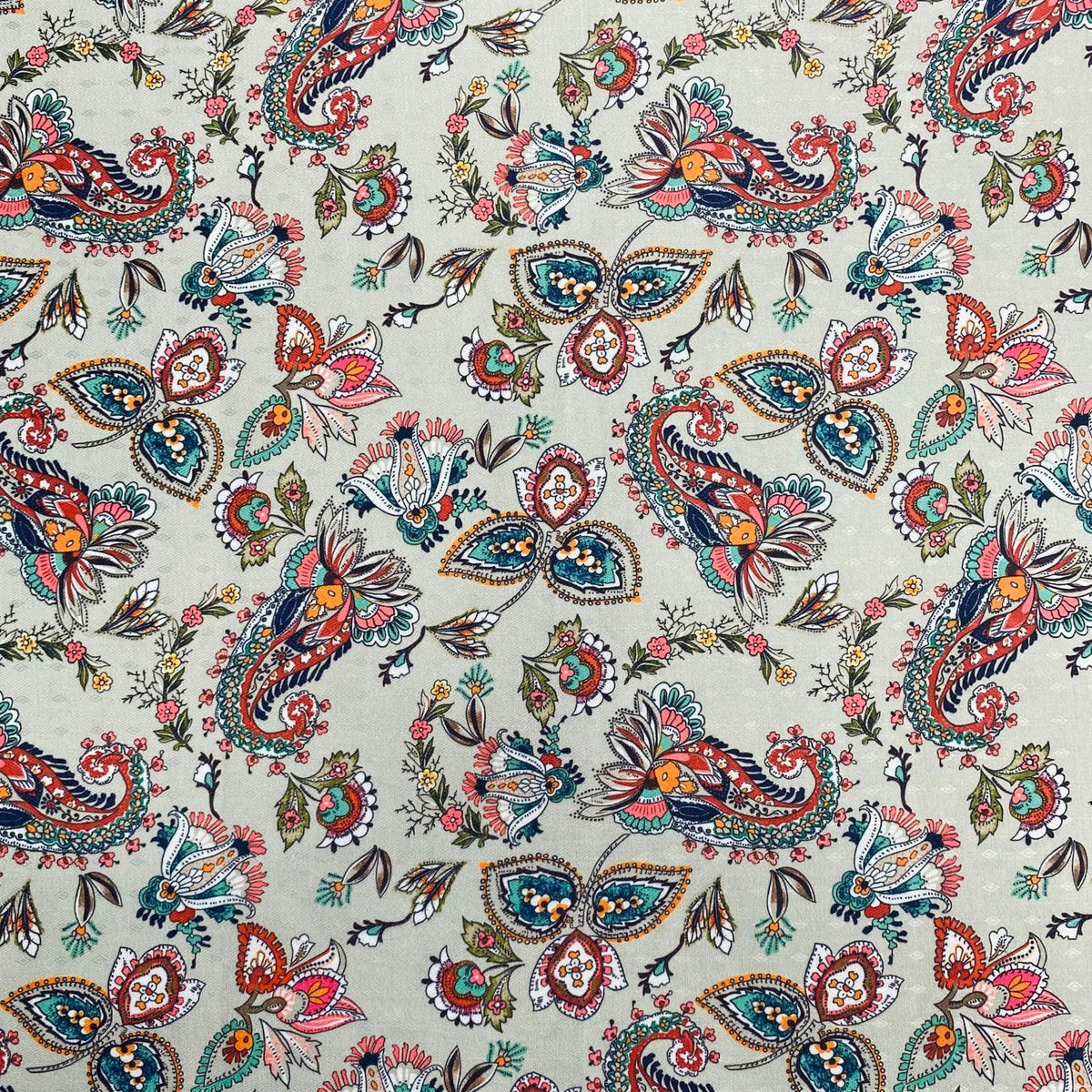 3 Metres Printed Cashmere Effect Crepe Fabric- 45" Wide (Grey) – Pound ...