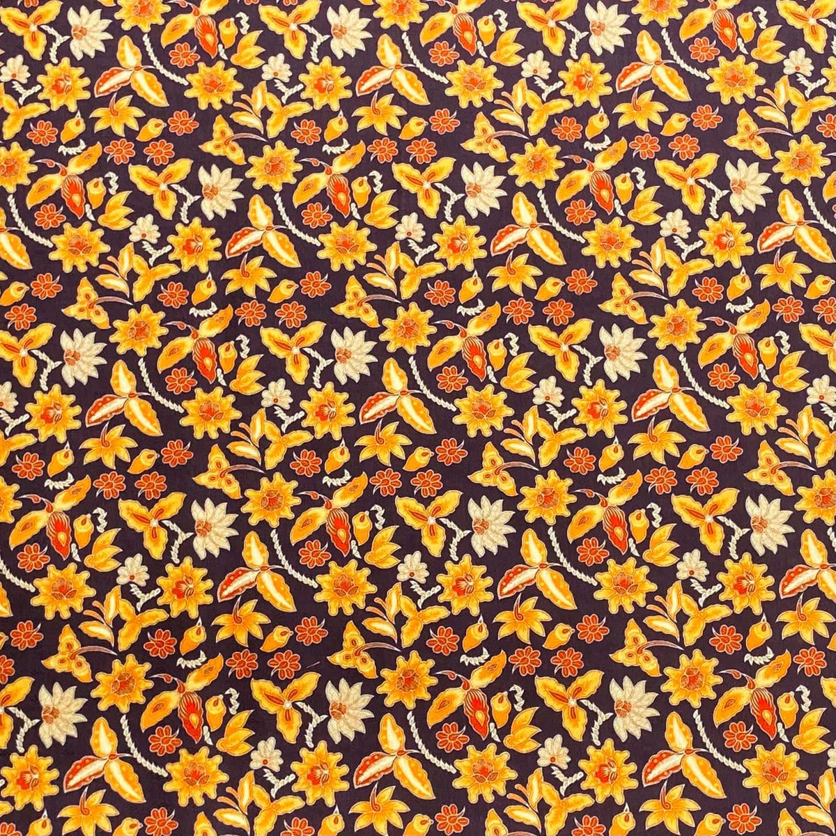 3 Metres Printed Cashmere Effect Crepe Fabric- 45" Wide (Orange ...