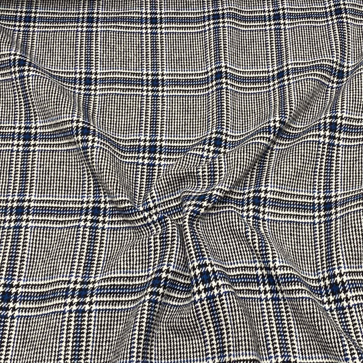 Premium Wool Rich Fabric 55" Wide (Glen Check Black & Blue) – Pound A Metre