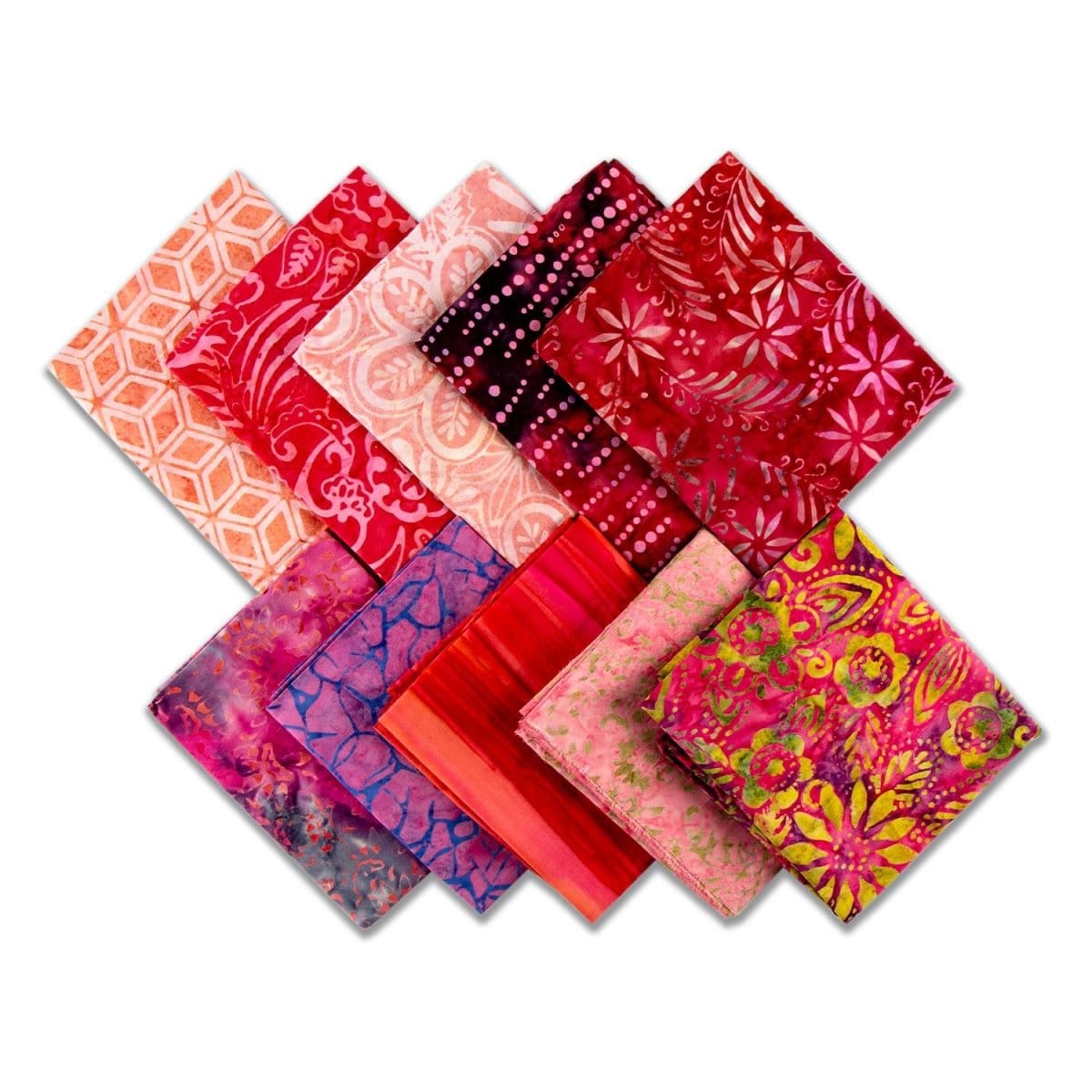 10 Piece Bali Batik Fat Quarter Bundle- 100% Cotton (Pinks) (Designs V ...
