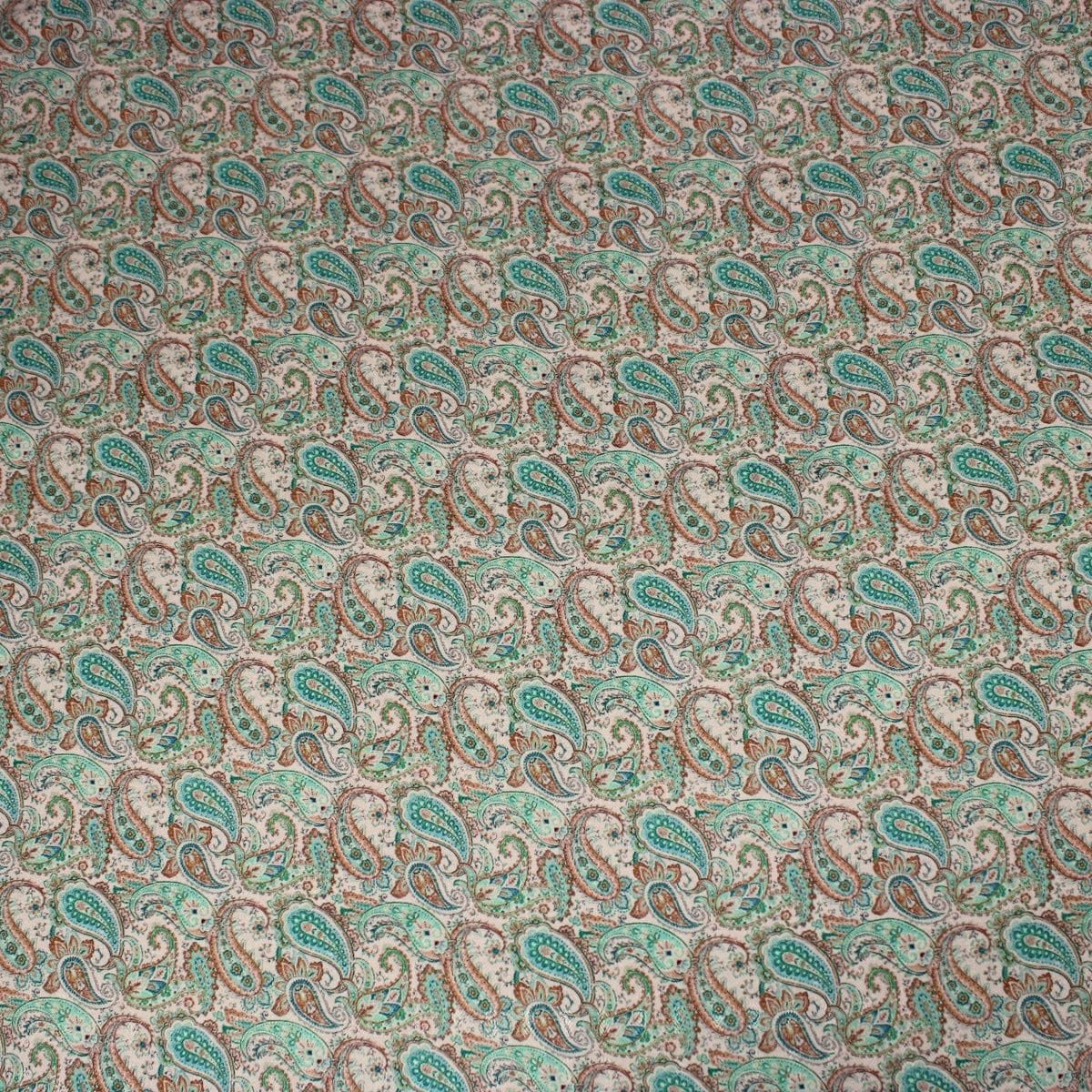 3 Metres Printed Cashmere Effect Crepe Fabric- 45" Wide (Cream Paisley ...